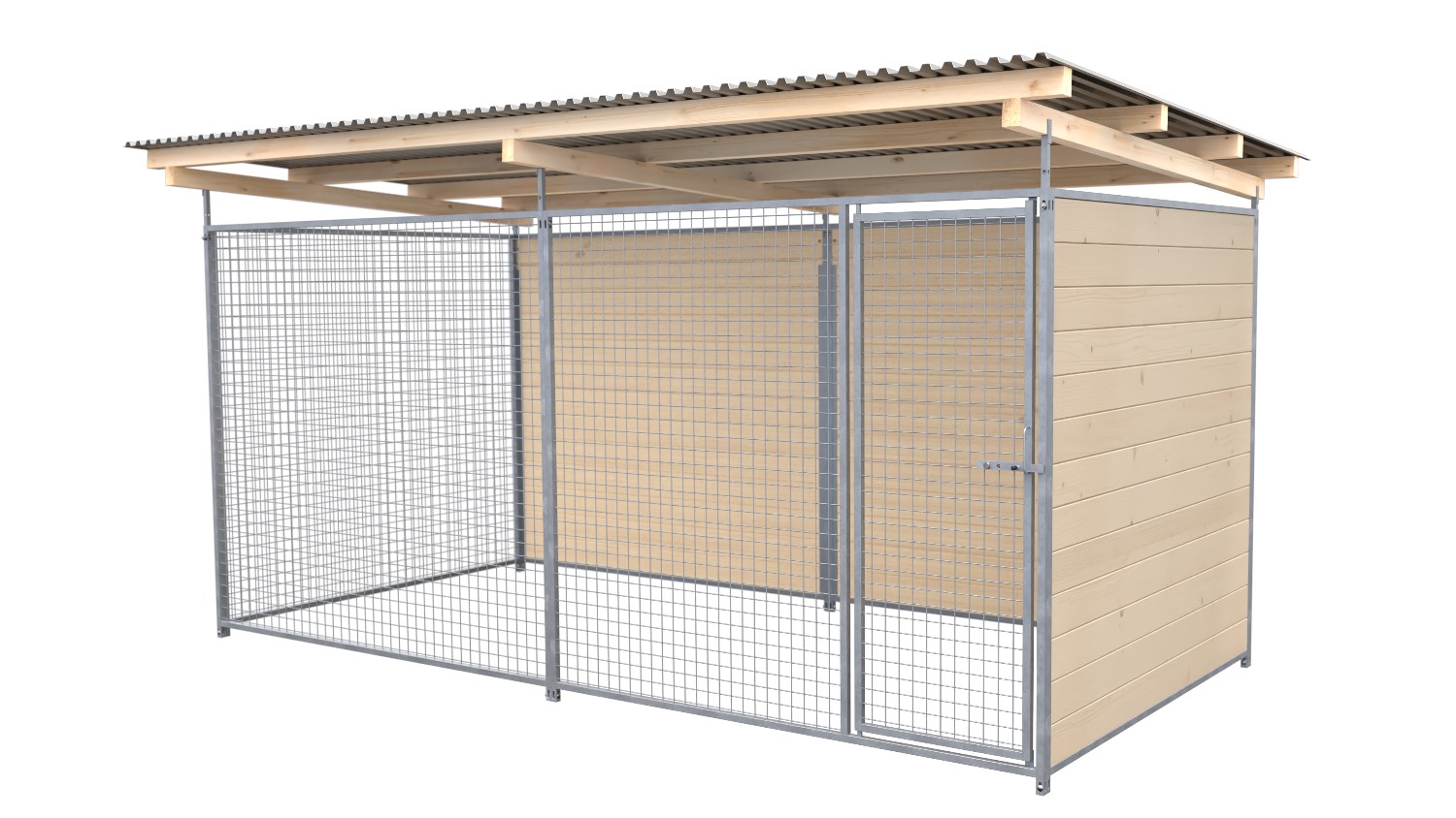 SAUERLAND Gitter-Hundezwinger 2x4 m, 2 Seiten geschlossen, Maschenweite 5x5 cm, unbehandelt ...